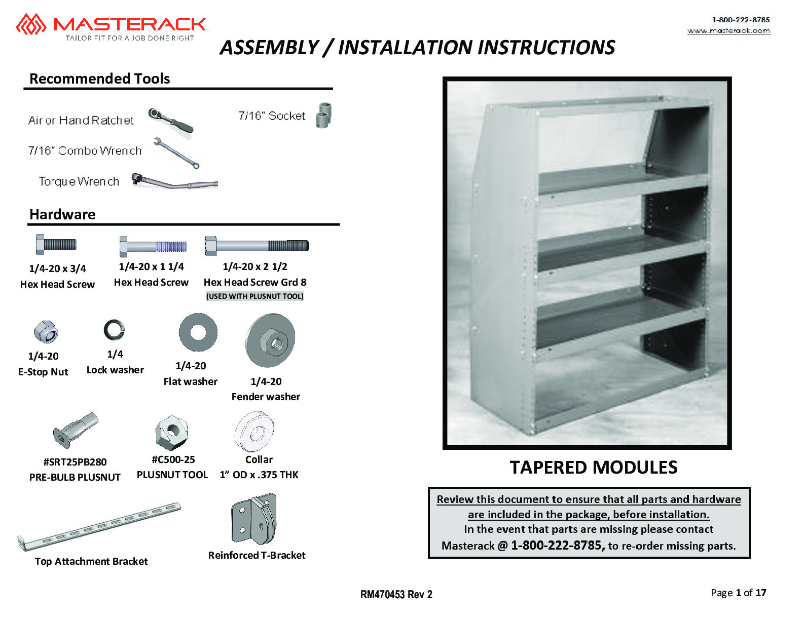 16″ Deep Tapered Shelving Module – 46″H x 37″W x 16″D - Masterack
